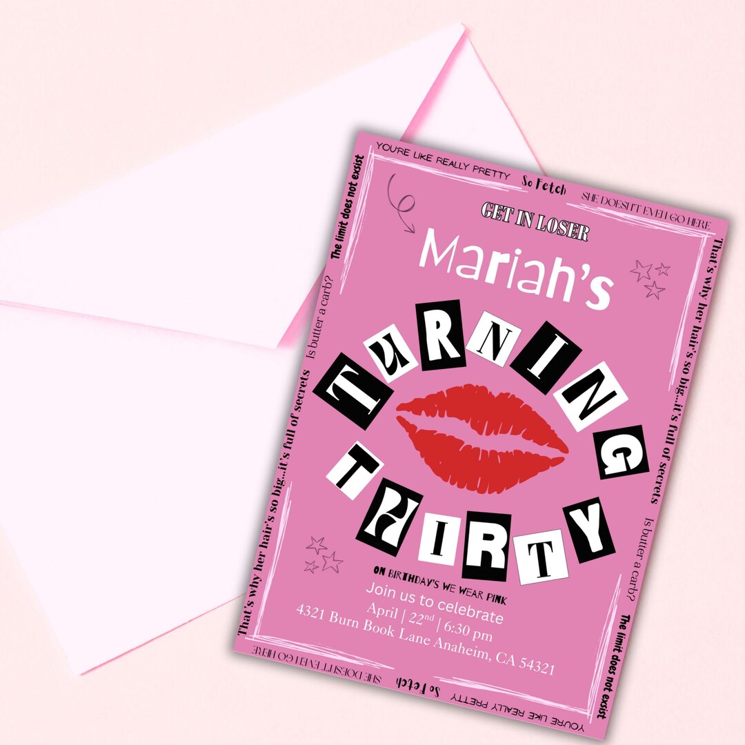 Mean Girls 30th Birthday Invite |canva Template |mean Girls Party ...