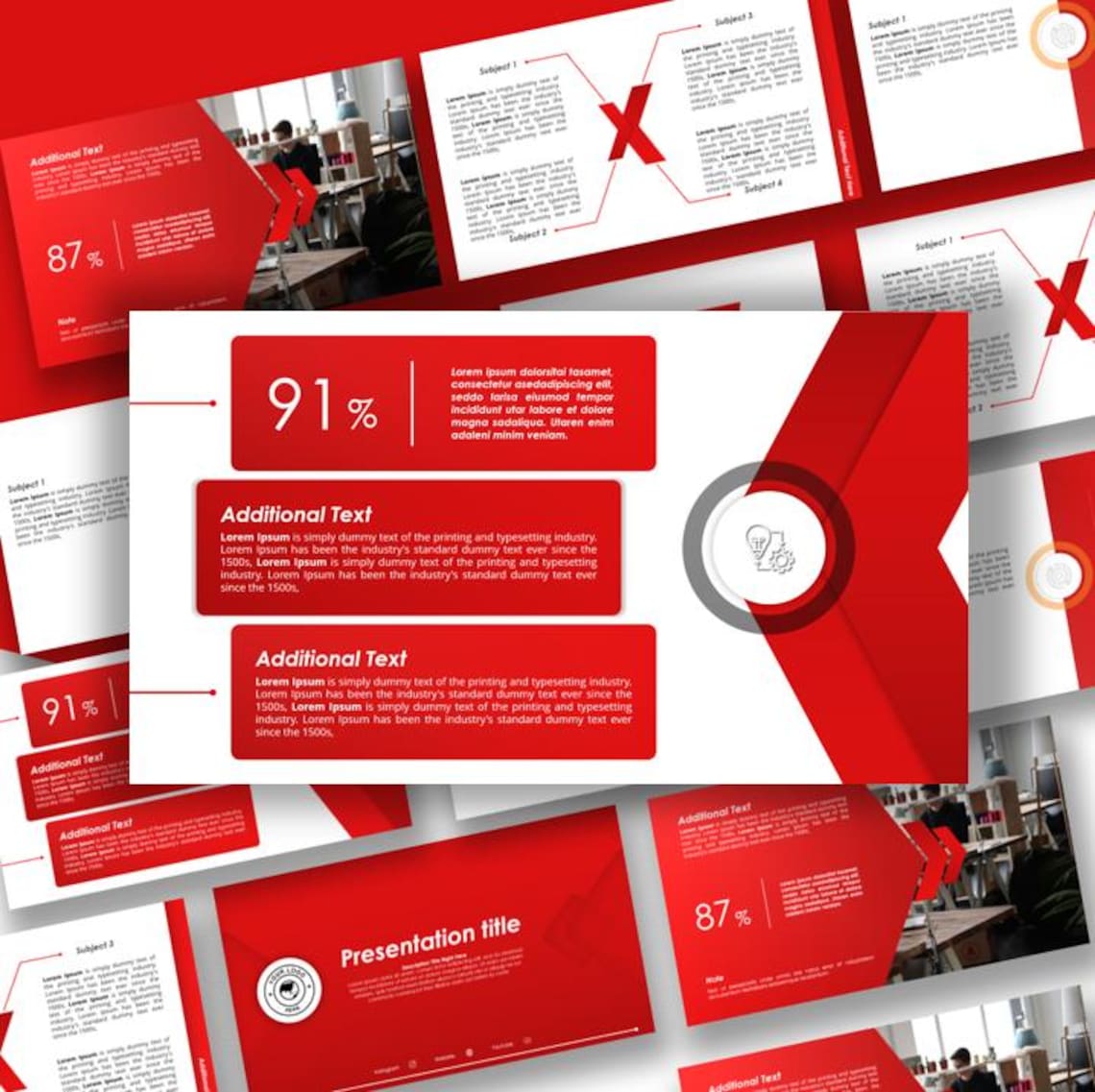 Red White Powerpoint Templates, Editable Template Digital Download ...