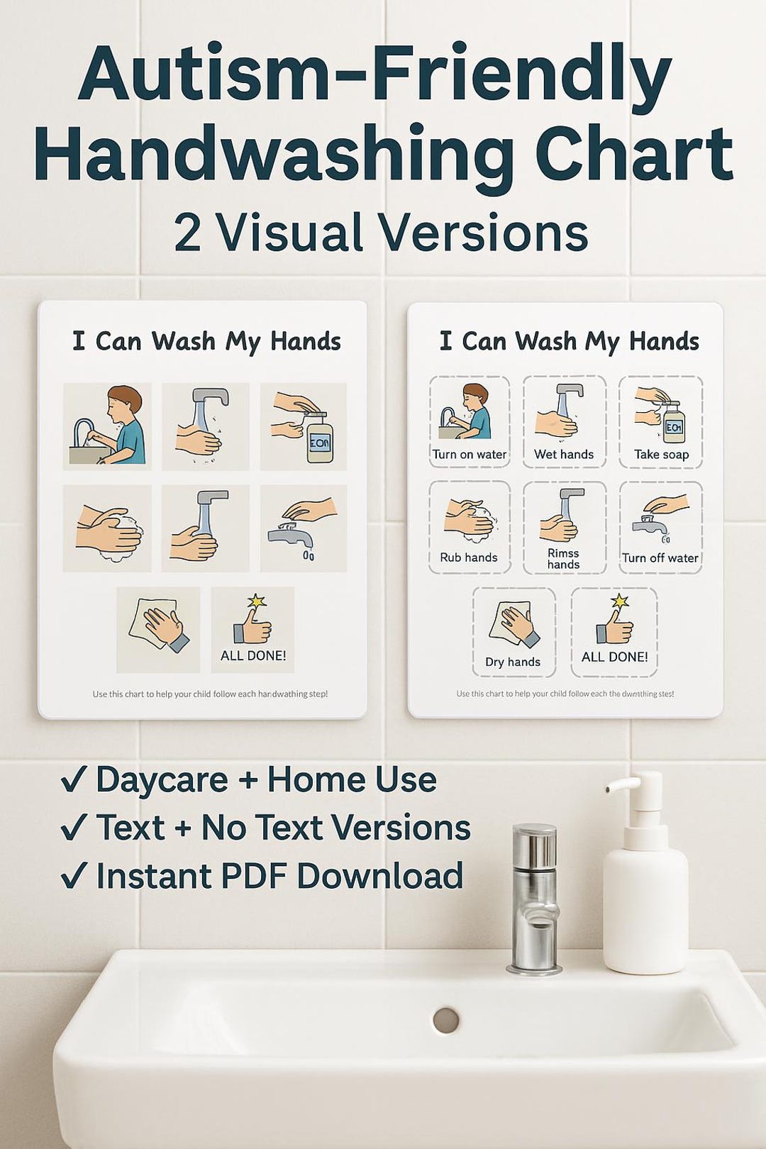Autism-friendly Handwashing Chart for Toddlers – Visual Routine ...