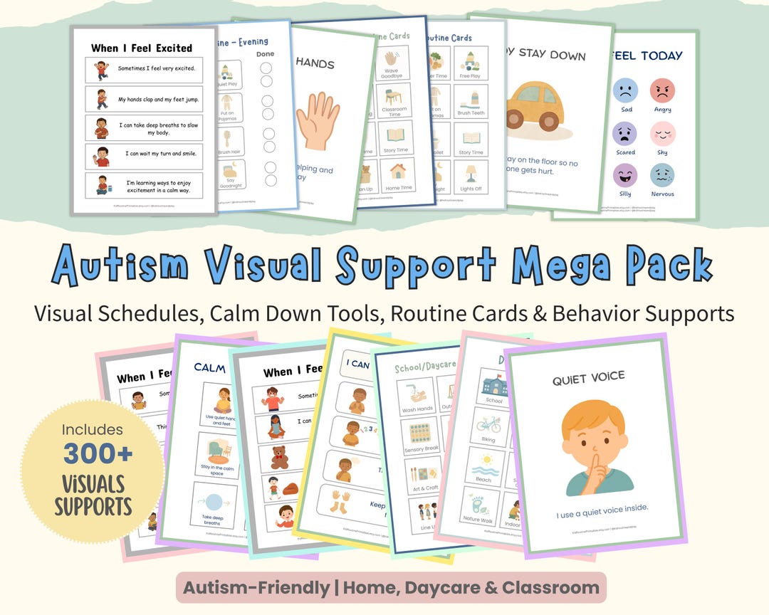 Autism Visual Support Mega Pack, Printable PDF Bundle, Routine Cards ...