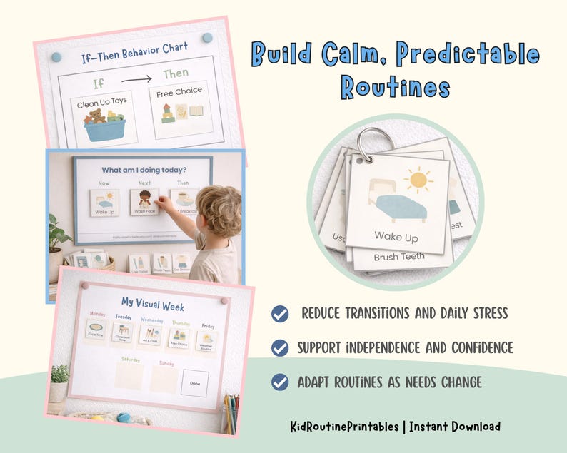Autism Visual Support Mega Pack, Printable PDF Bundle, Routine Cards ...