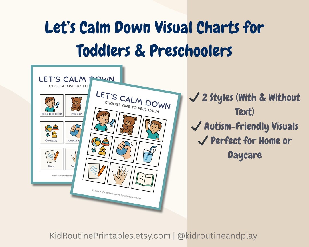Calm Down Charts for Toddlers – Printable Visual Tools With & Without ...