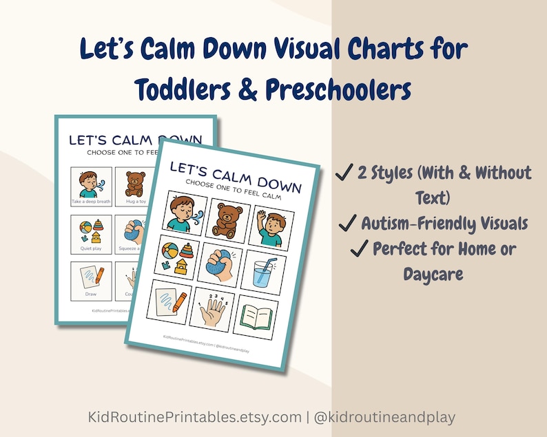 Calm Down Charts for Toddlers – Printable Visual Tools With & Without ...