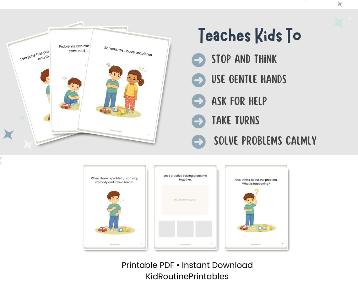 Interactive Social Story Printable PDF | Problem Solving SEL Cards for ...