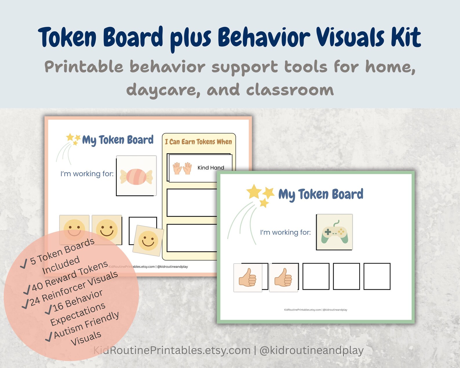 Printable Token Board Kit Behavior Support Visuals for Kids Reward ...