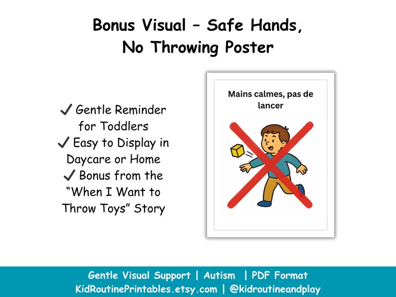 French Social Story, No Throwing Toys, Autism Visual Chart (printable ...