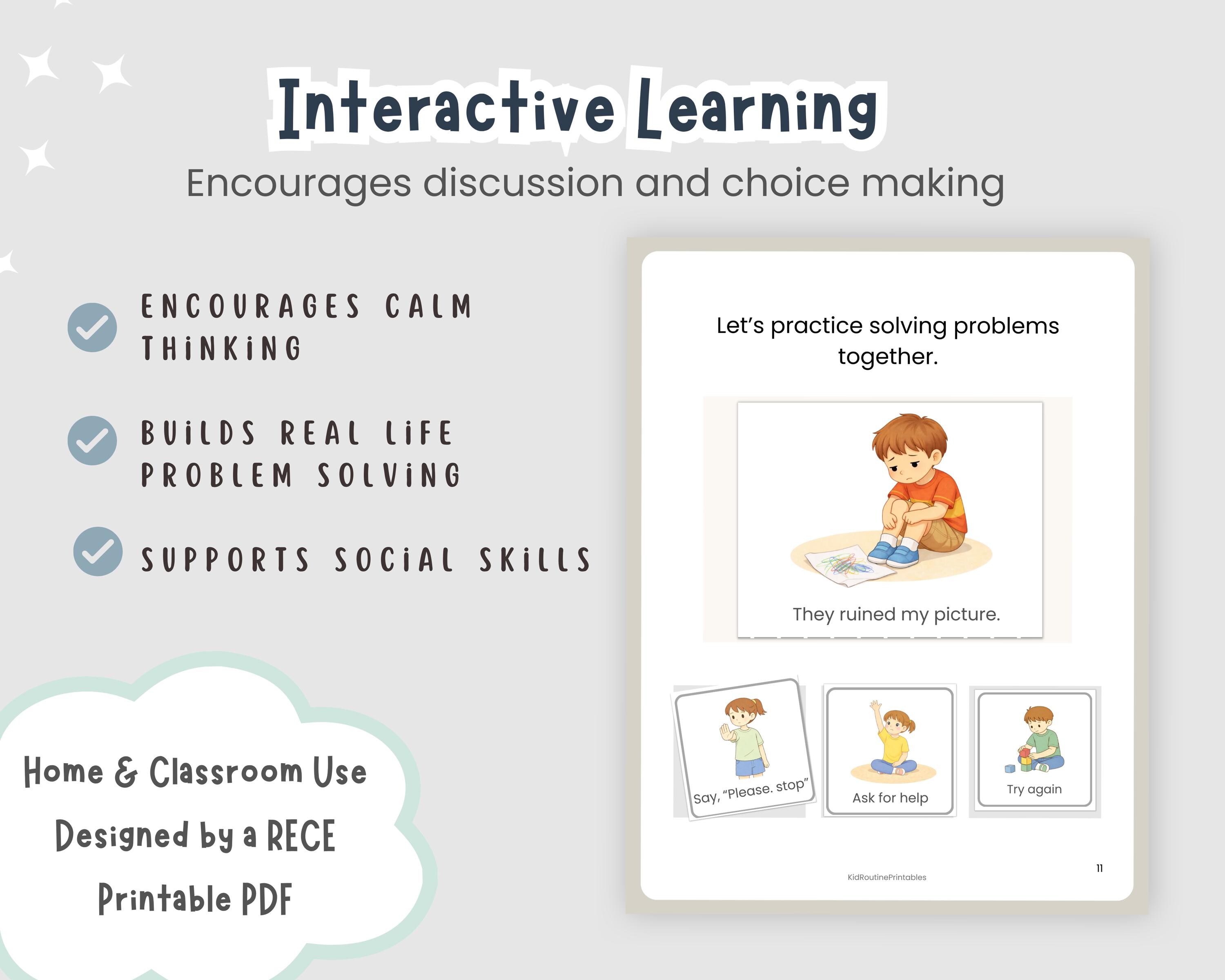 Interactive Social Story Printable PDF | Problem Solving SEL Cards for ...