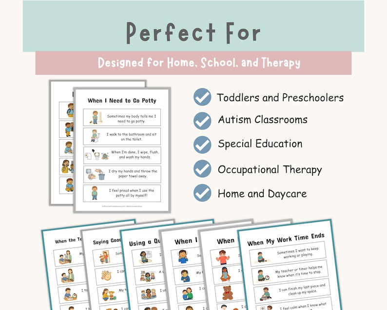 Social Stories Printable Bundle for Toddlers, Autism Classroom ...