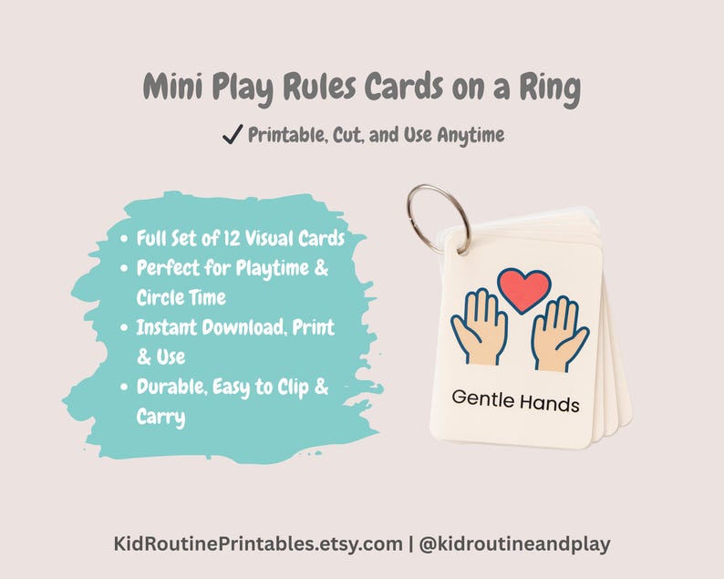 Visual Classroom Rules Poster + Mini Rules Cards for Preschool Toddlers ...