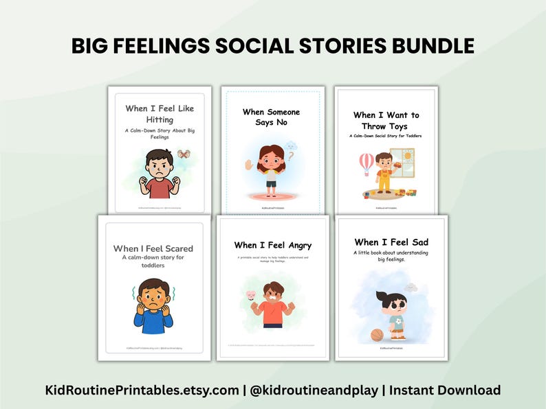 Big Feelings Social Stories Bundle – Autism Friendly Printable Calm ...