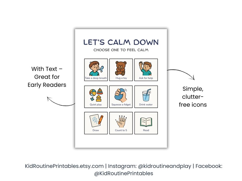 Calm Down Charts for Toddlers – Printable Visual Tools With & Without ...