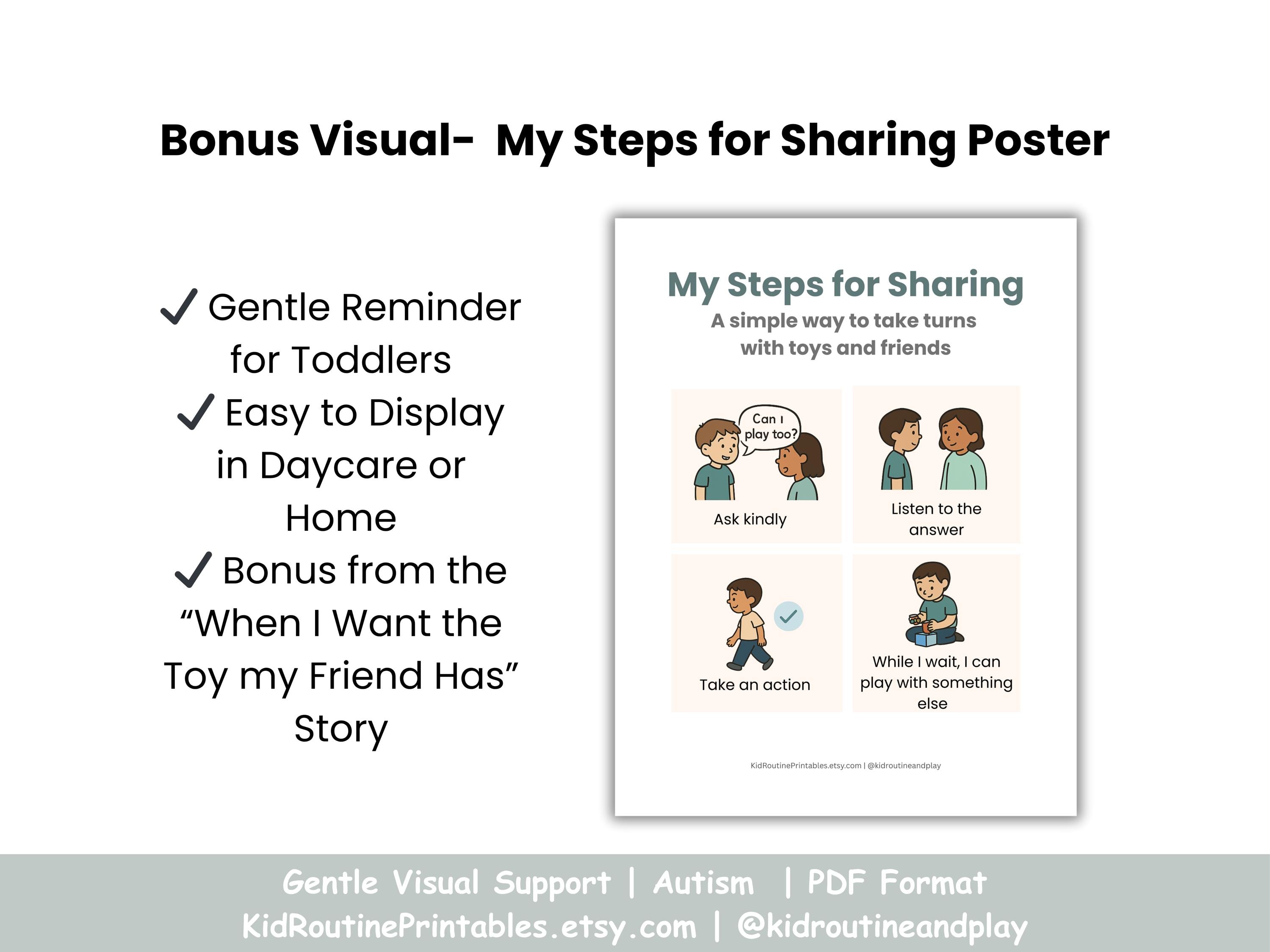 Toddler Sharing Social Story: Visual Turn-taking Book + Sharing Poster ...