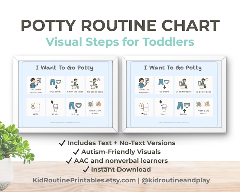 Boy Potty Training Chart: Visual Schedule, Autism-friendly (PDF ...