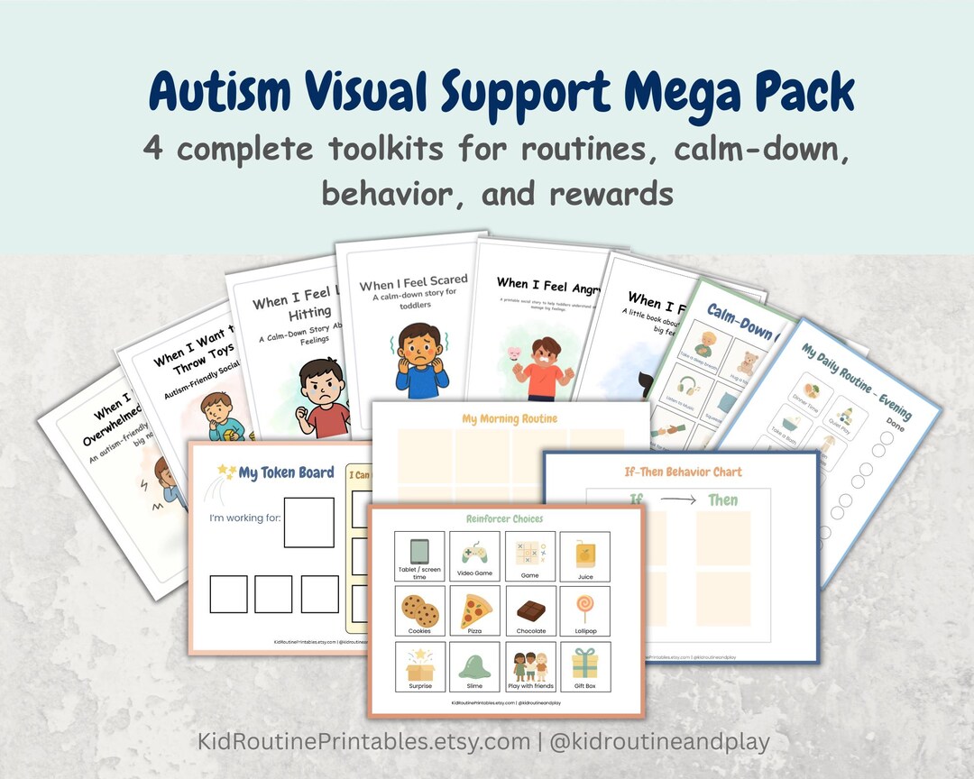 Autism Visual Support Mega Pack, Routine Cards, Social Stories, Calm ...