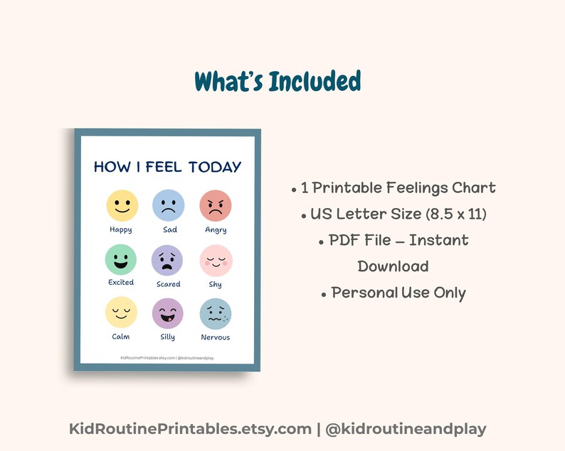 Visual Feelings Chart for Toddlers | Autism and SEL Printable PDF ...