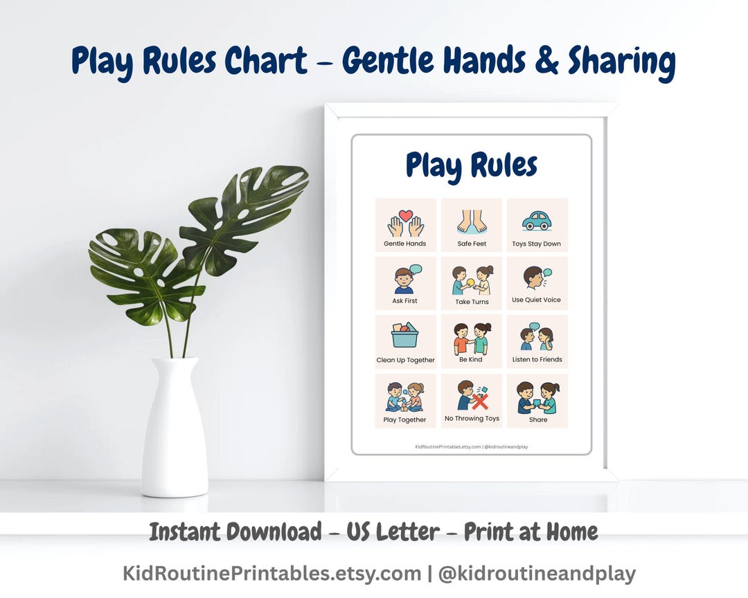 Visual Classroom Rules Poster + Mini Rules Cards for Preschool Toddlers ...