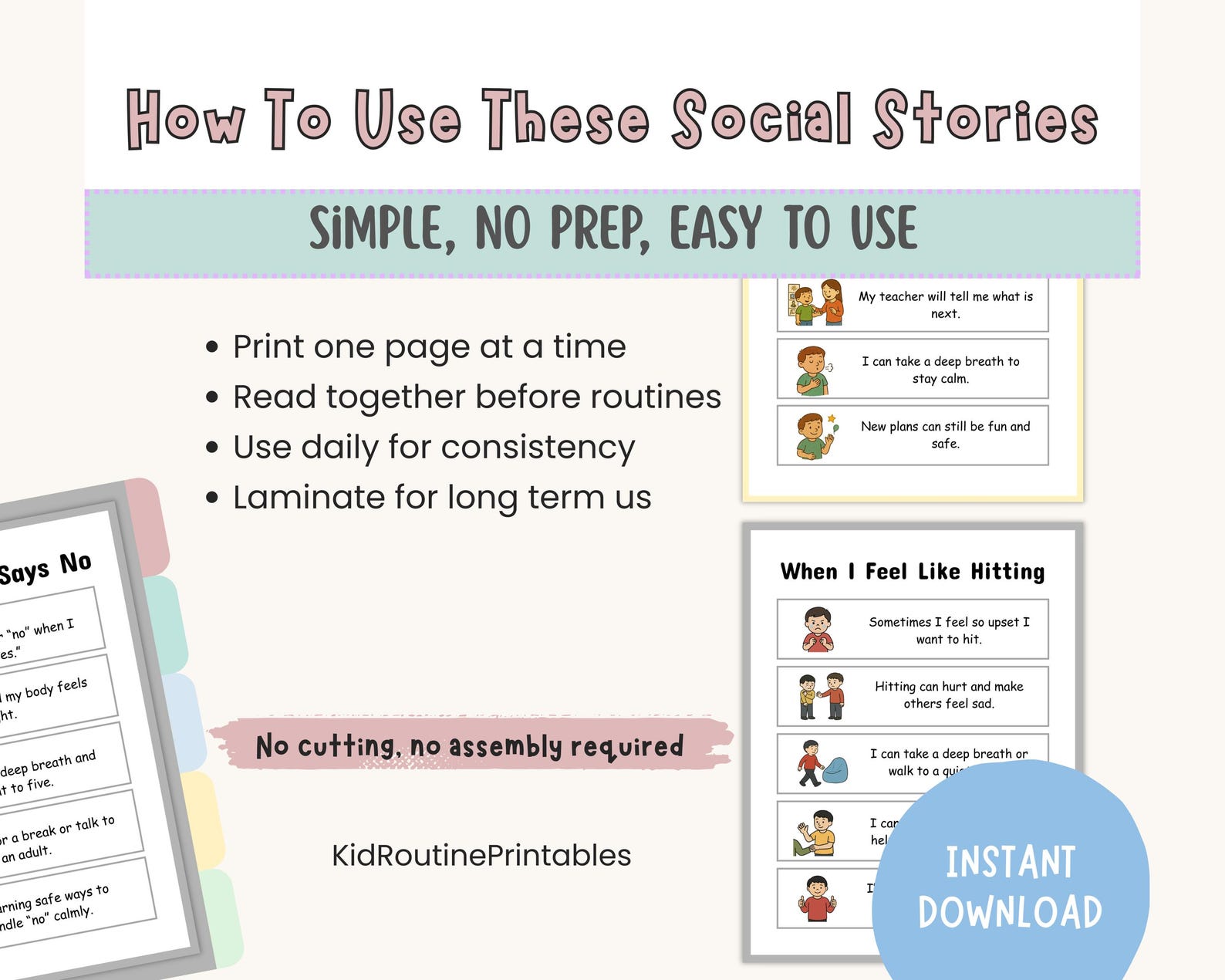 Social Stories Printable Bundle for Toddlers, Autism Classroom ...
