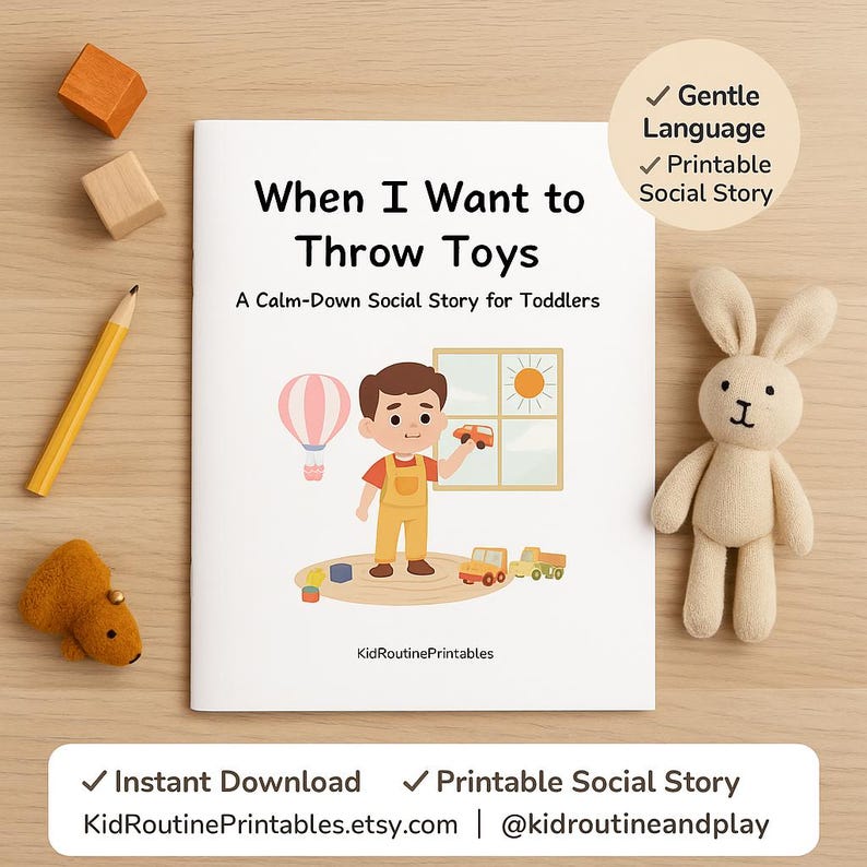 Toddler Calm Down Social Story, When I Want to Throw Toys, Printable ...