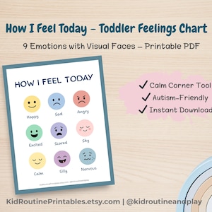 Visual Feelings Chart for Toddlers | Autism and SEL Printable PDF ...