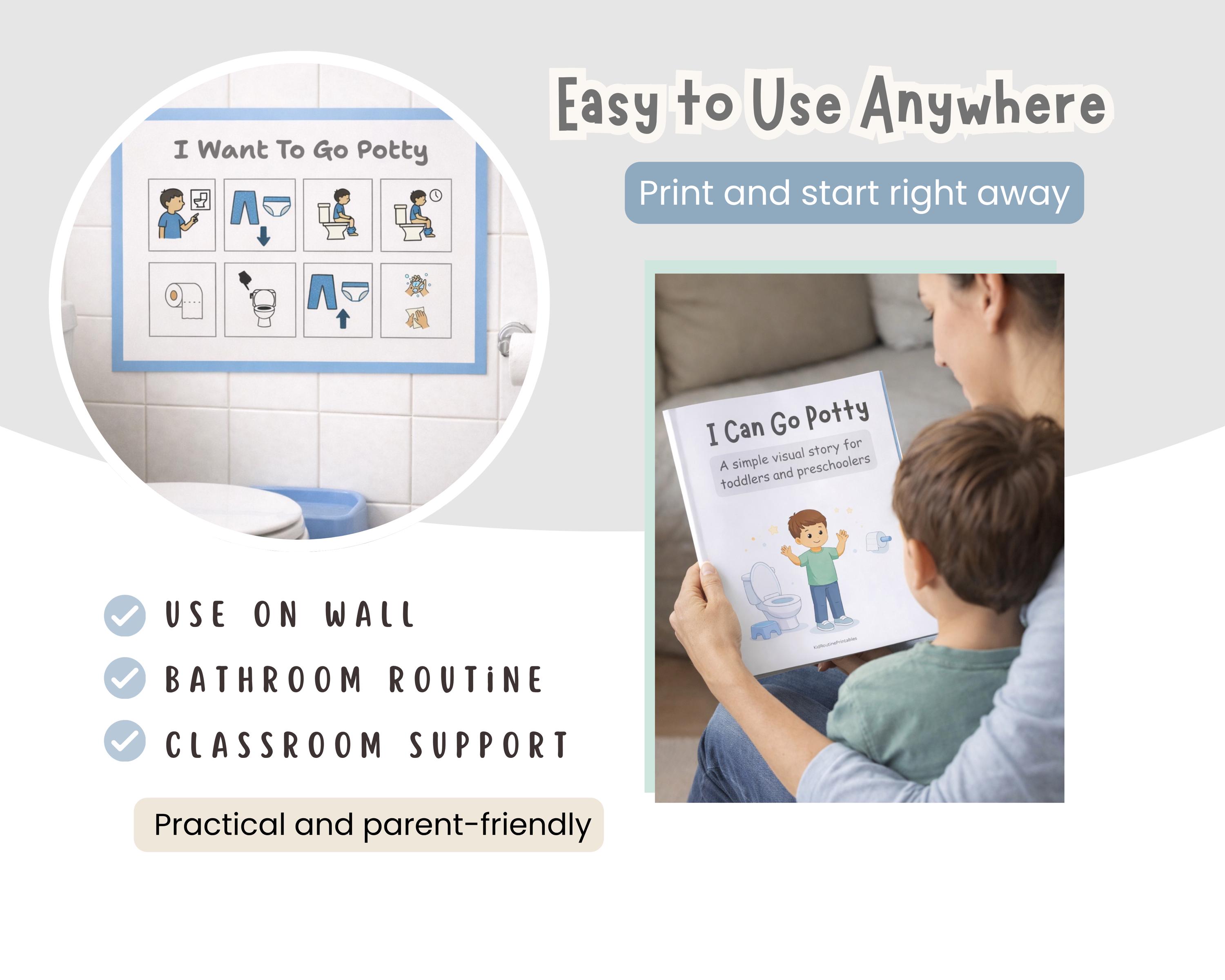 Potty Training Social Story for Boys + Visual Chart | Autism Printable ...