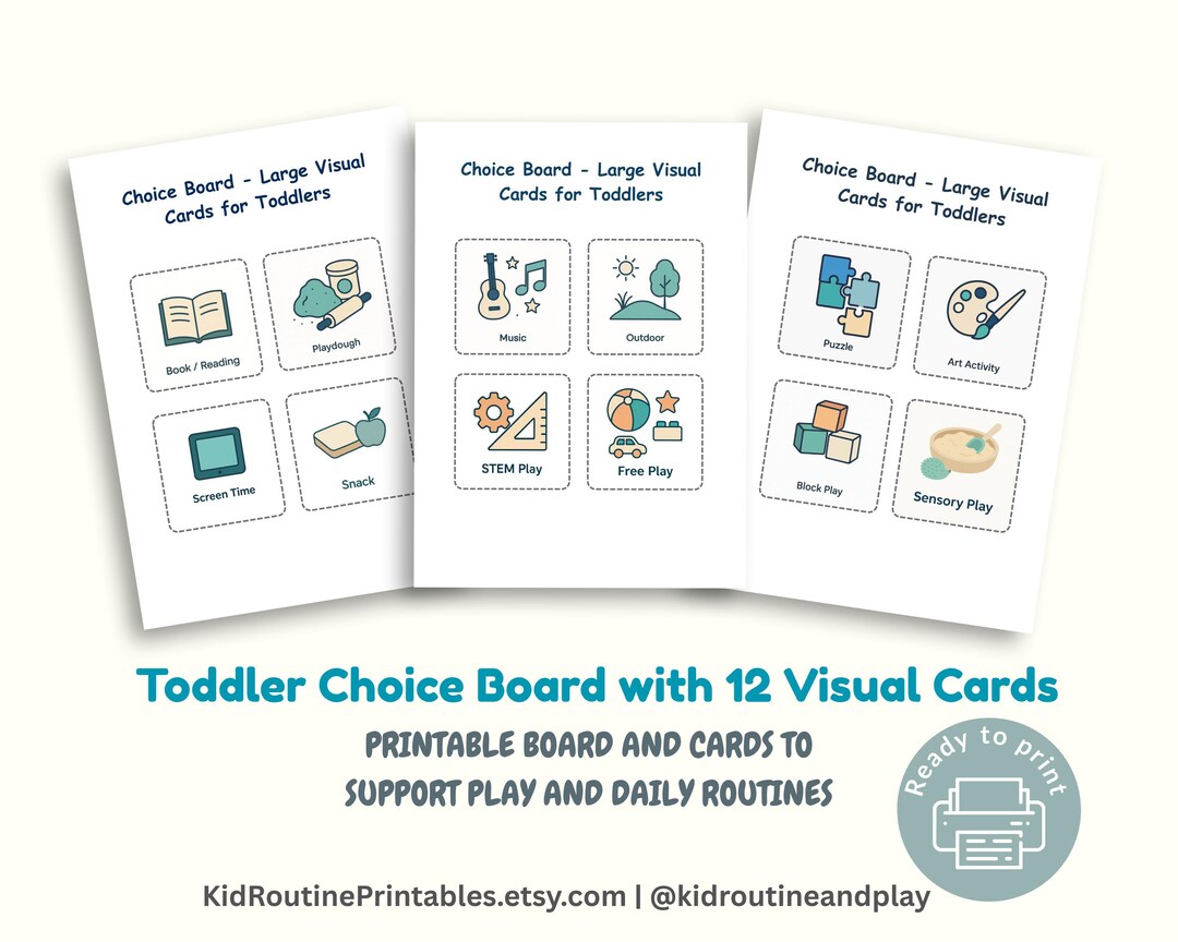 Toddler Choice Board, Visual Schedule, Printable Daily Routine Cards ...