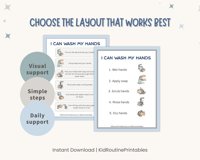 Handwashing Visual Charts Pack for Toddlers, Autism Friendly Printable ...