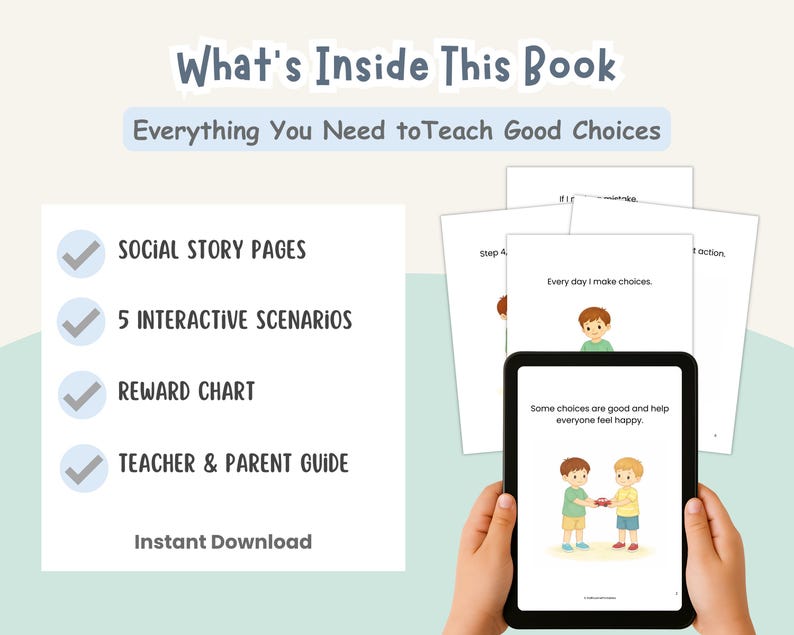 Good Choices Social Story Printable PDF, Autism Behavior Activities for ...