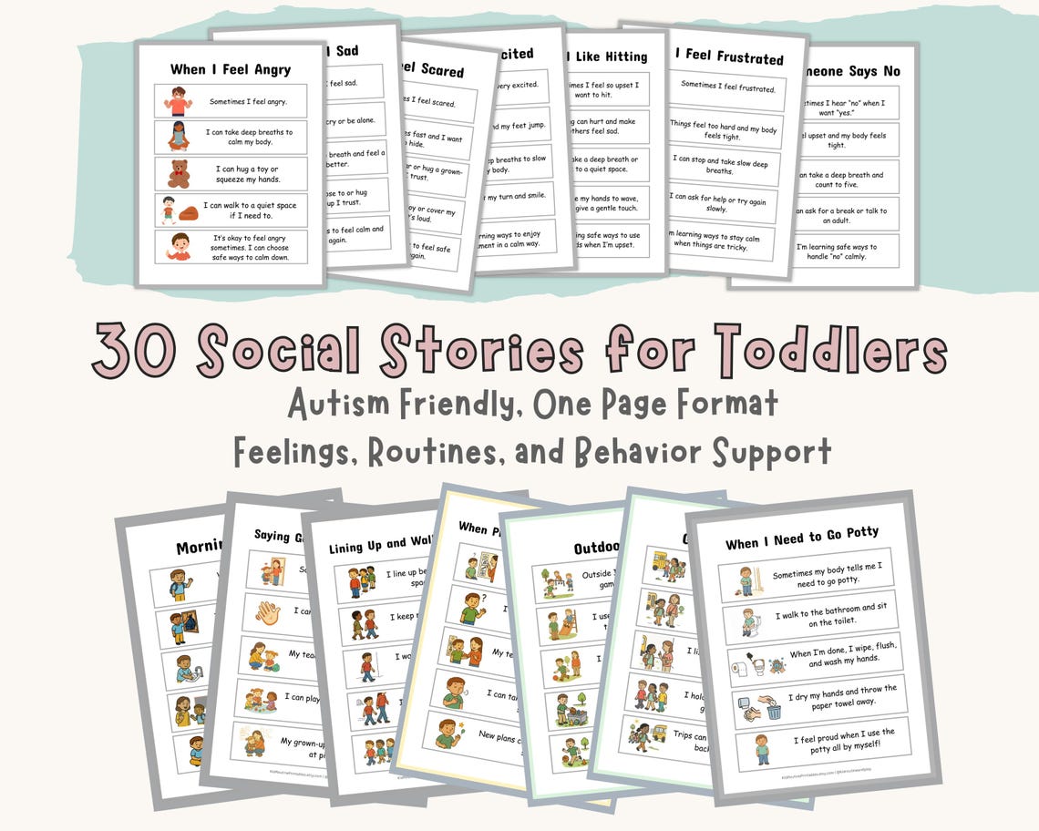 Autism Social Stories Bundle for Toddlers, Printable Visual Supports ...