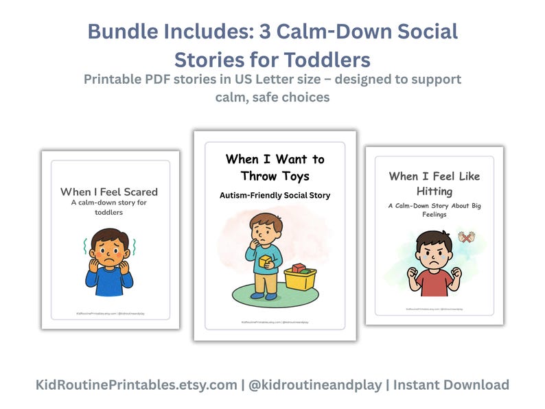 Autism-friendly Social Story Bundle for Toddlers, Calm-down Stories and ...