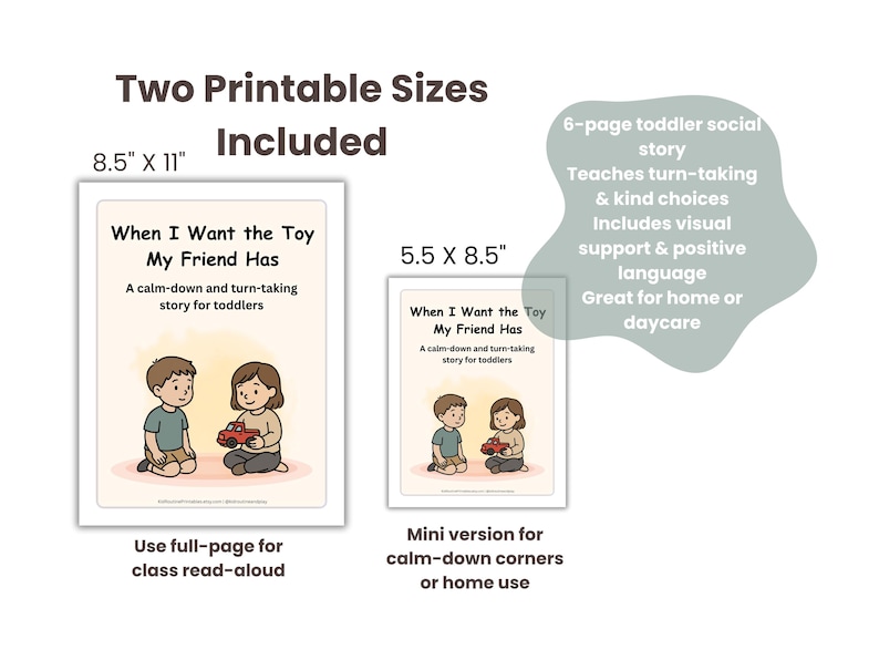 Toddler Sharing Social Story: Visual Turn-taking Book + Sharing Poster ...