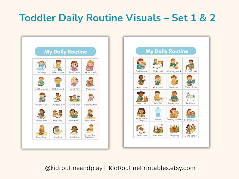 Paquete de gráficos de rutinas visuales para niños pequeños: 72 ...
