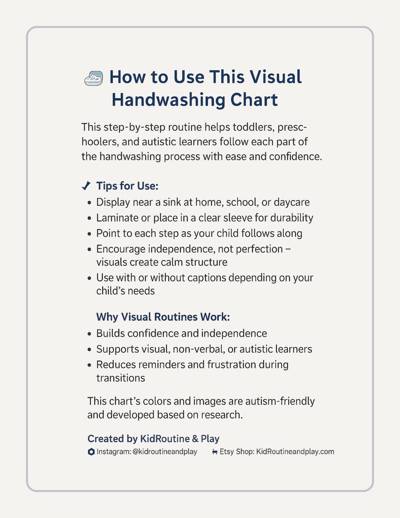 Autism-friendly Handwashing Chart for Toddlers – Visual Routine ...