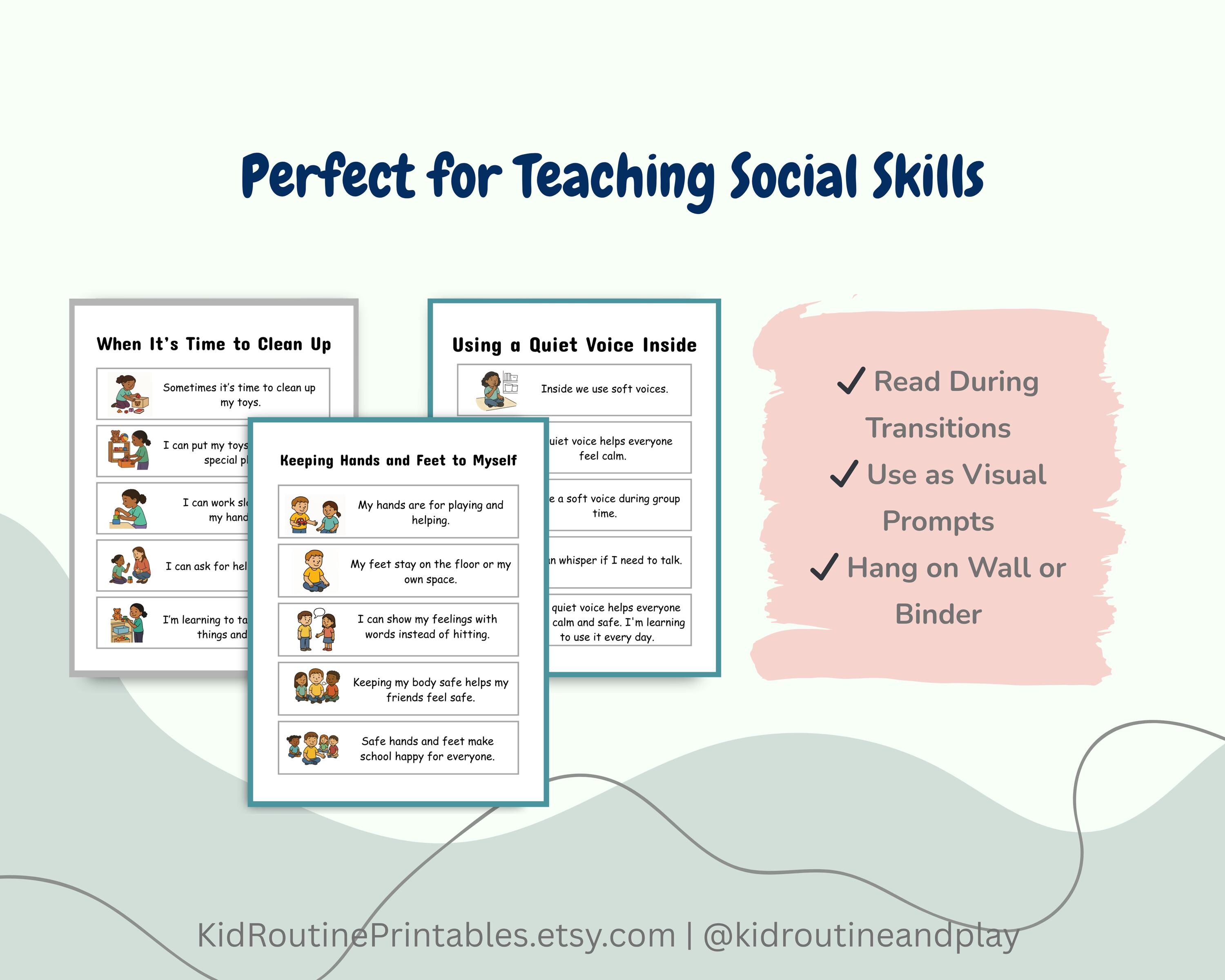 Social Stories Printable Bundle for Toddlers, Autism Classroom ...