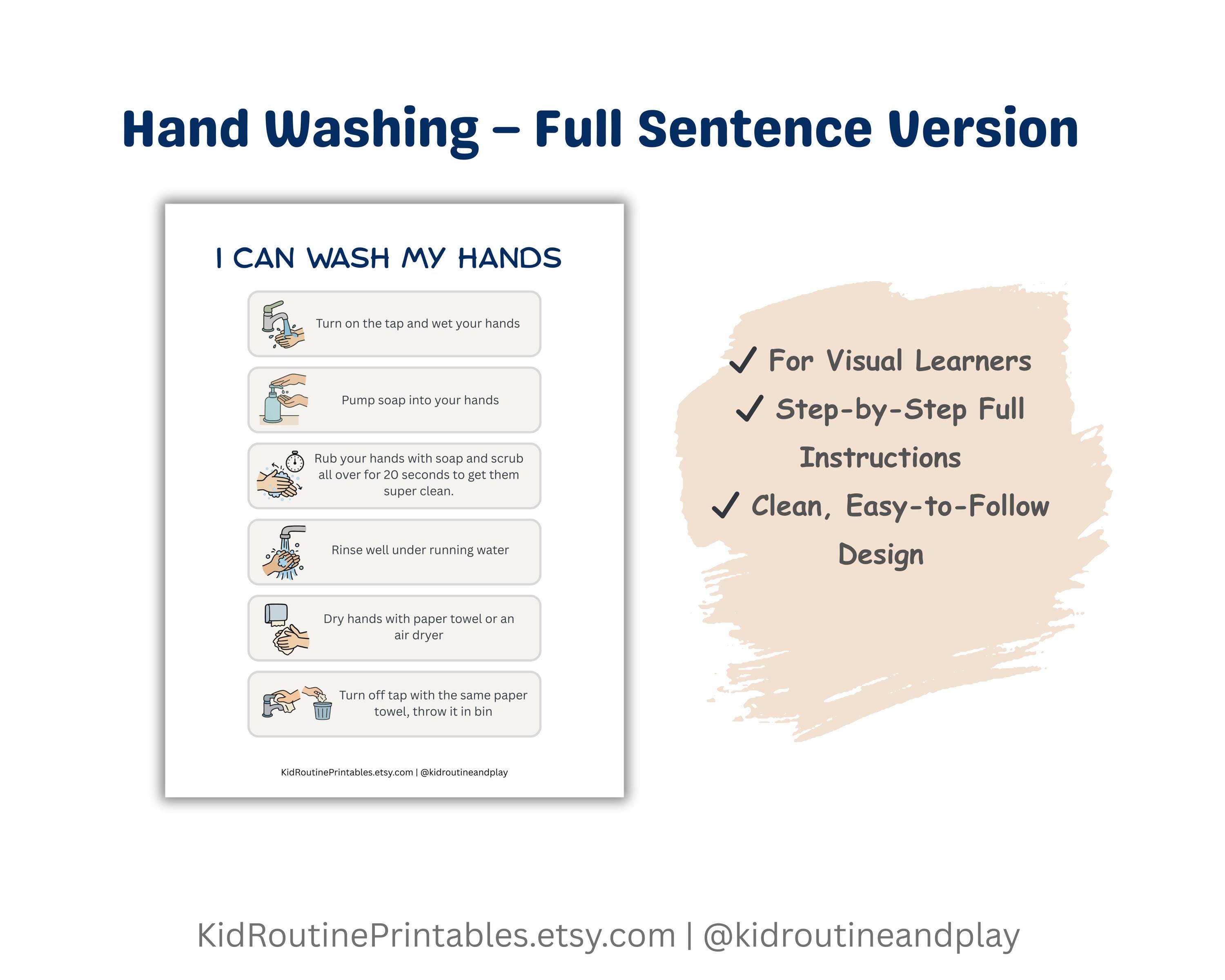 Visual Handwashing Routine Charts for Toddlers (autism-friendly ...