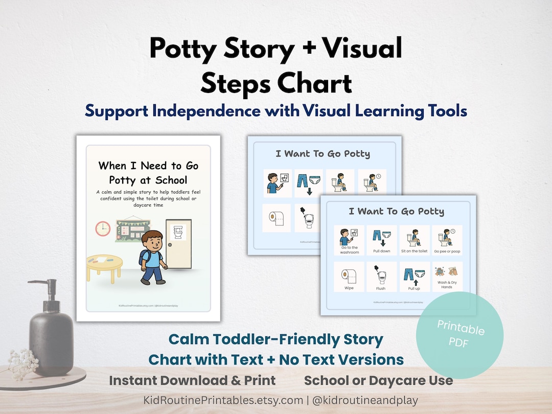 Boy Potty Training Social Story + Visual Potty Chart | Autism-friendly ...