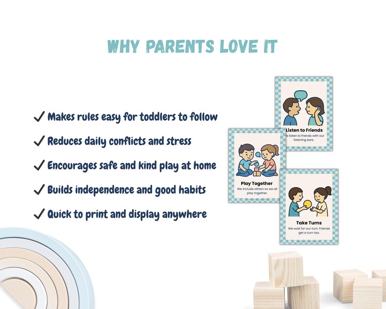 Classroom Play Rules Chart for Toddlers and Preschool, Visual Posters ...