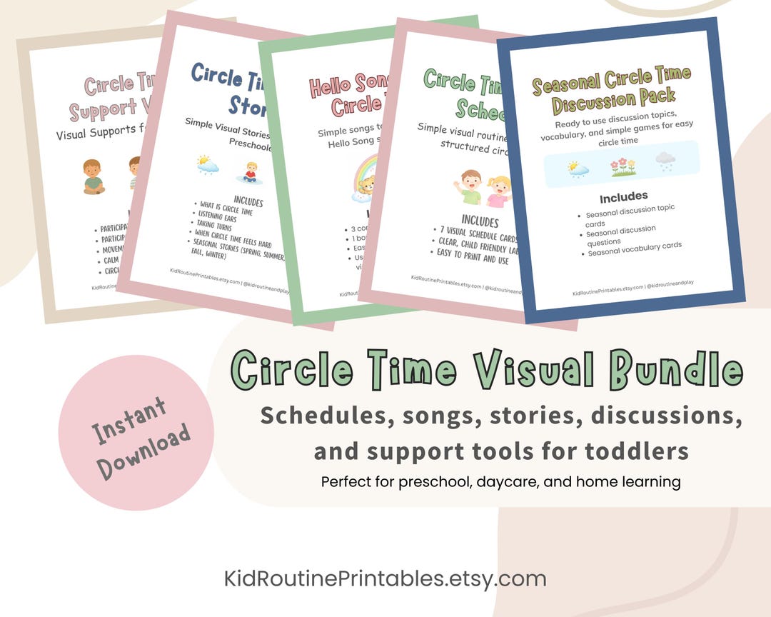 Circle Time Visual Bundle for Toddlers, Preschool and Daycare Printable ...