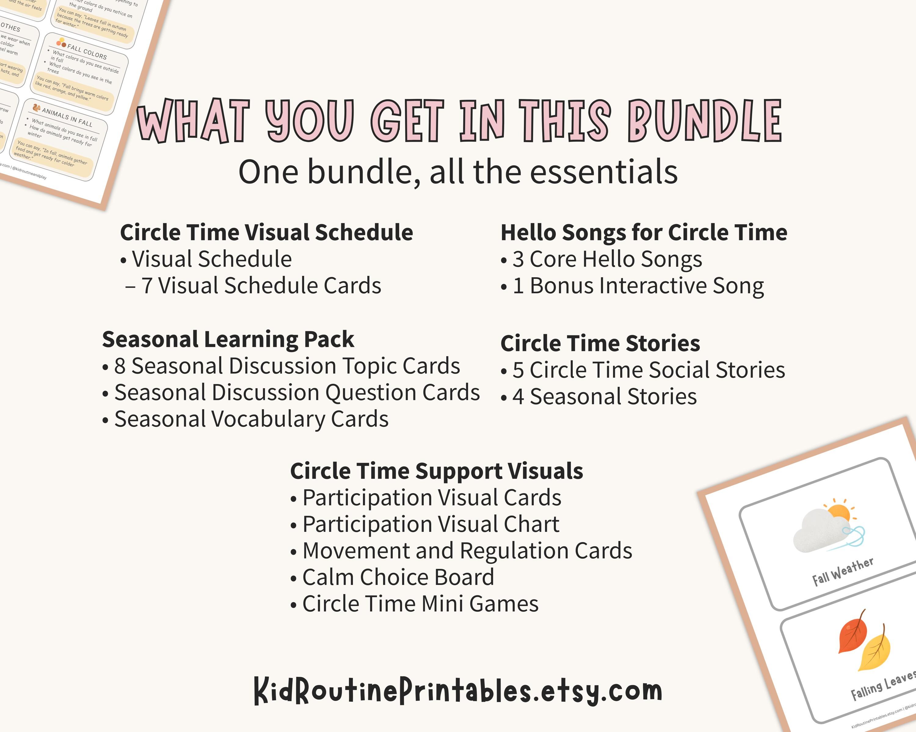 Circle Time Bundle for Preschool & Daycare, Visual Schedule Activities ...