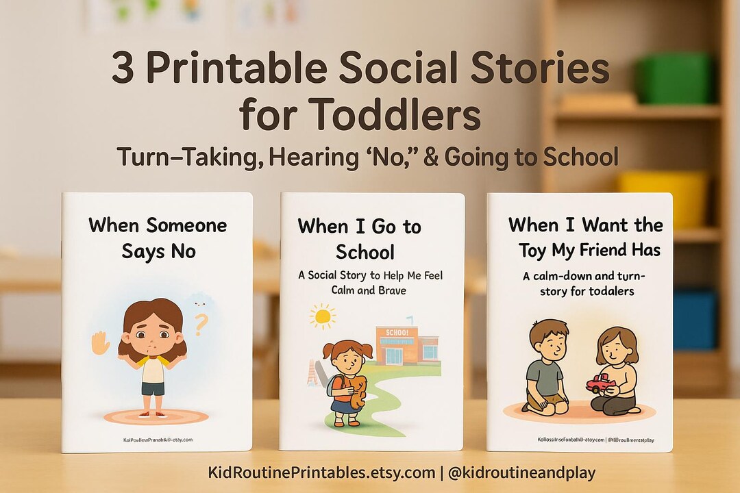 Toddler Social Story Bundle – Sharing, School, Hearing No | Visual Calm ...
