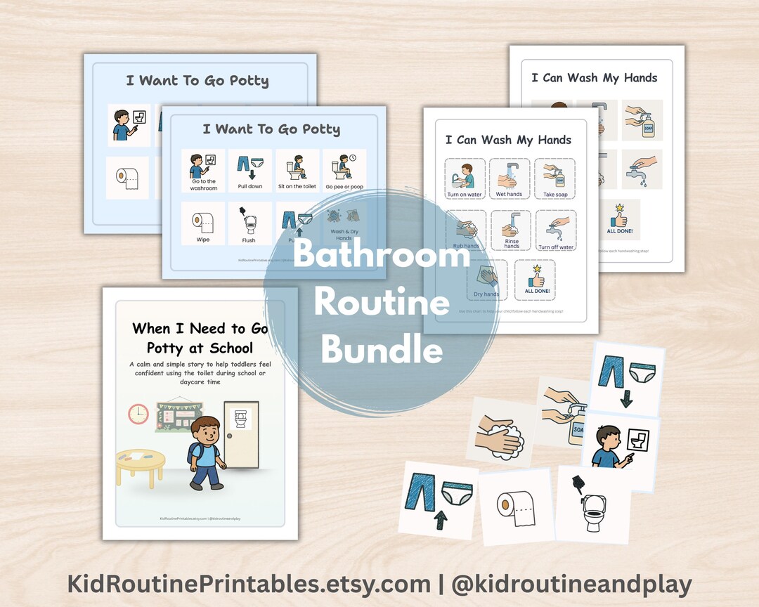 Boy Potty Training Social Story, Toilet Routine Chart, Handwashing ...