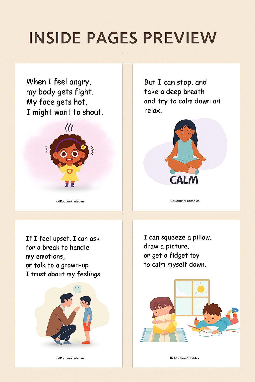 When I Feel Angry – Printable Social Story for Toddlers | Calm-down ...
