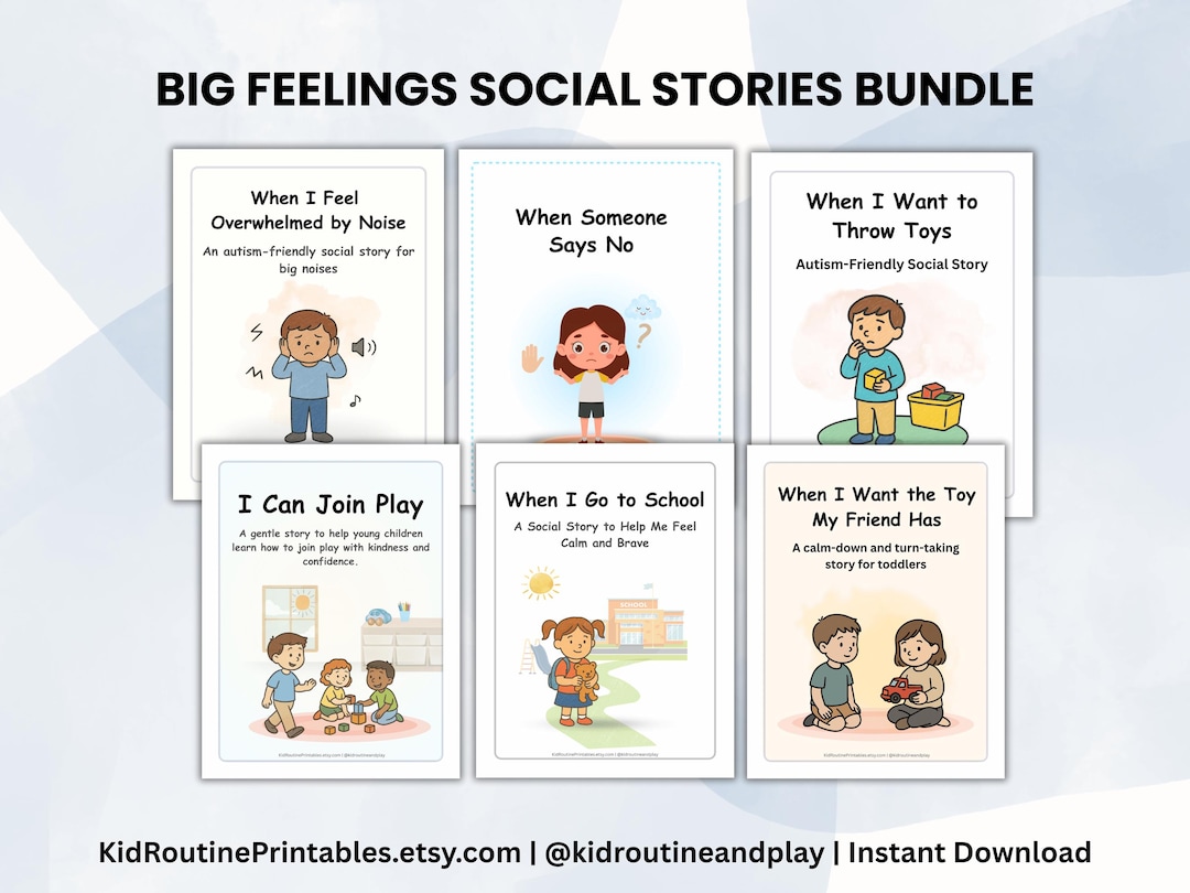 Big Feelings Social Story Bundle for Kids – 6 Printable Stories + Bonus ...