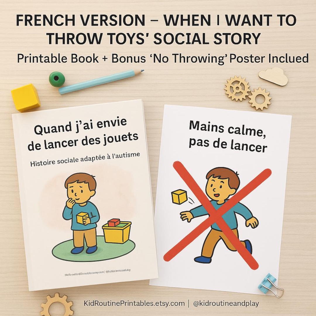 French Social Story, No Throwing Toys, Autism Visual Chart (printable ...