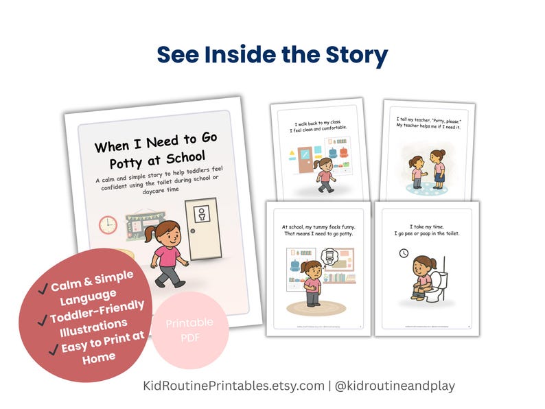 Potty Training Social Story for Girls: School Toilet Routine (printable ...