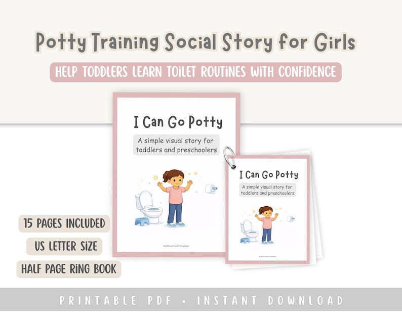 Potty Training Social Story for Girls | Toddler Printable | Autism ...
