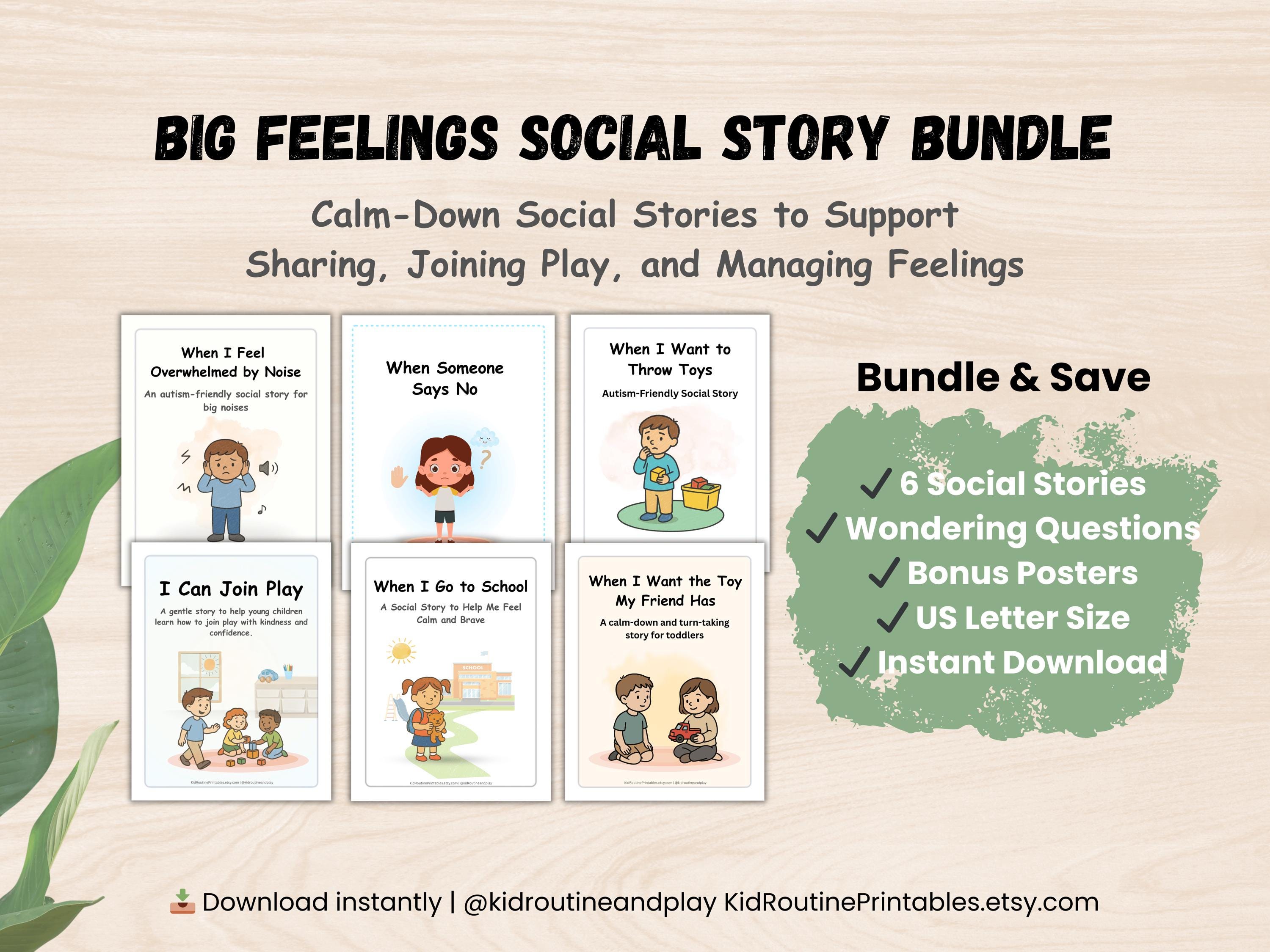 Big Feelings Social Story Bundle for Kids – 6 Printable Stories + Bonus ...