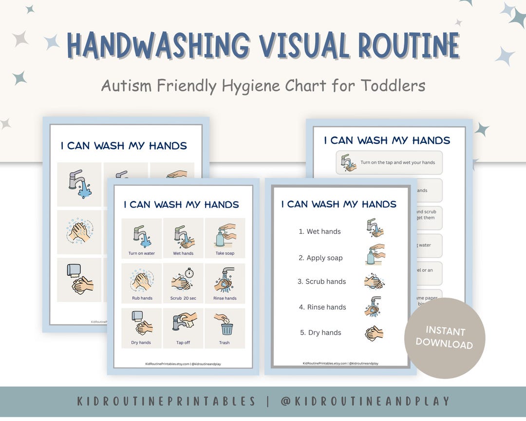 Handwashing Visual Charts Pack for Toddlers, Autism Friendly Printable ...