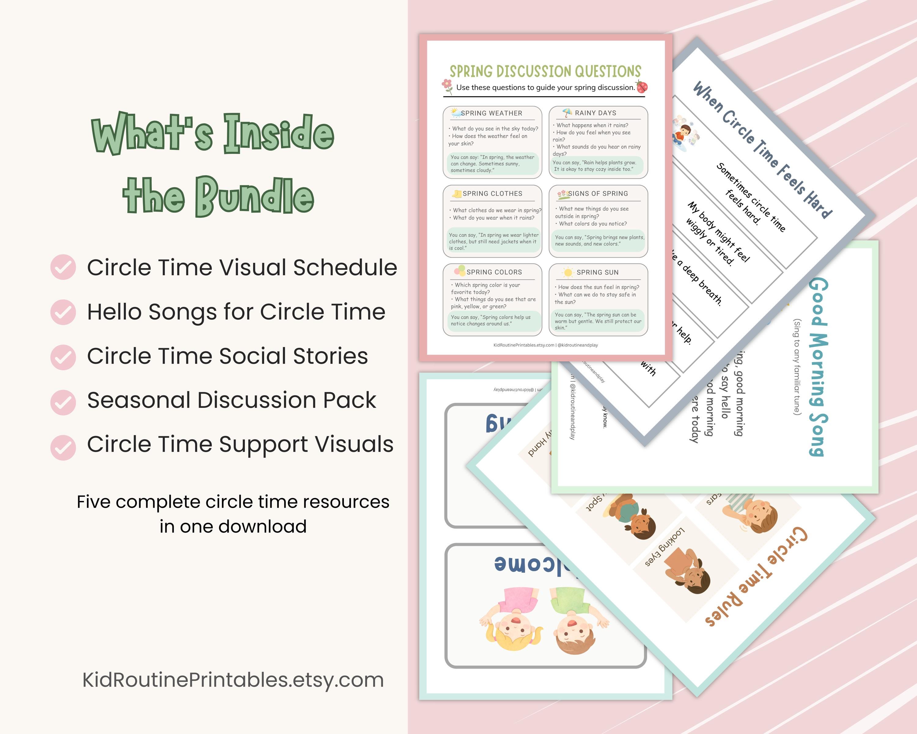 Circle Time Bundle for Preschool & Daycare, Visual Schedule Activities ...