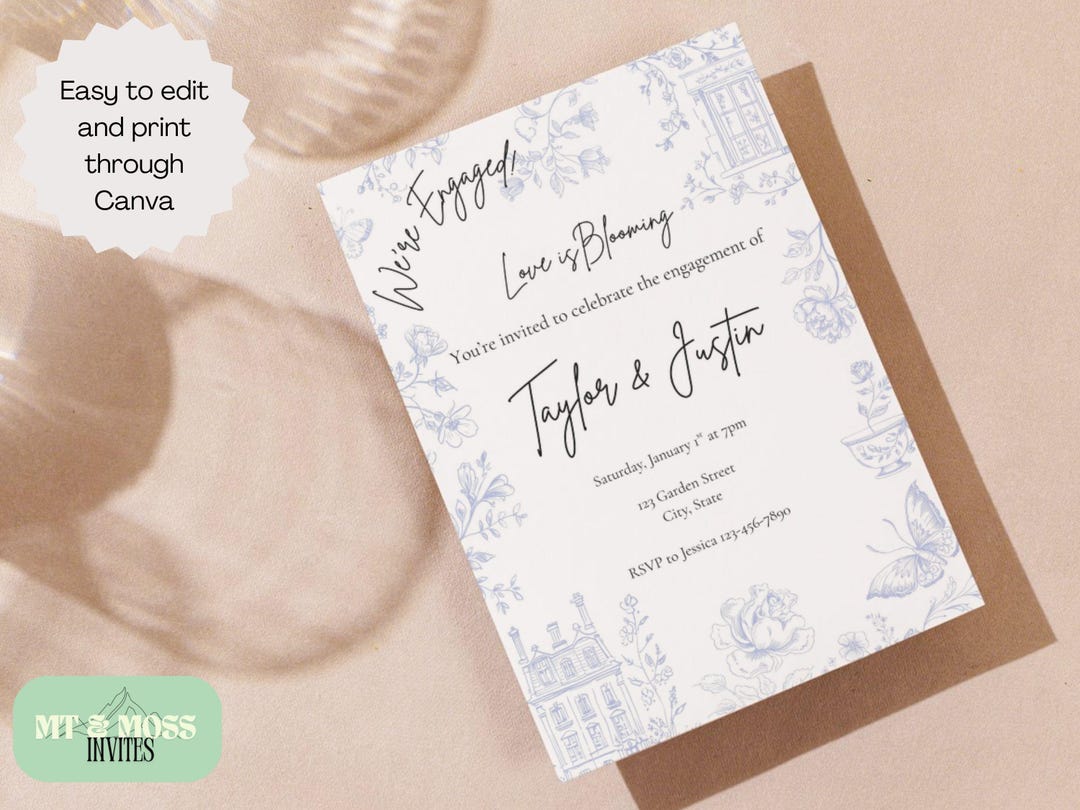 Cottage Engagement Invitation Template, Cottagecore, Elegant, Soft ...