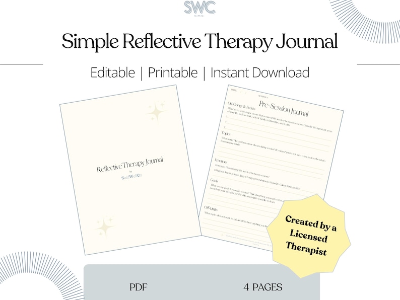 Minimalist Digital & Printable Therapy Journal | Counseling Session ...